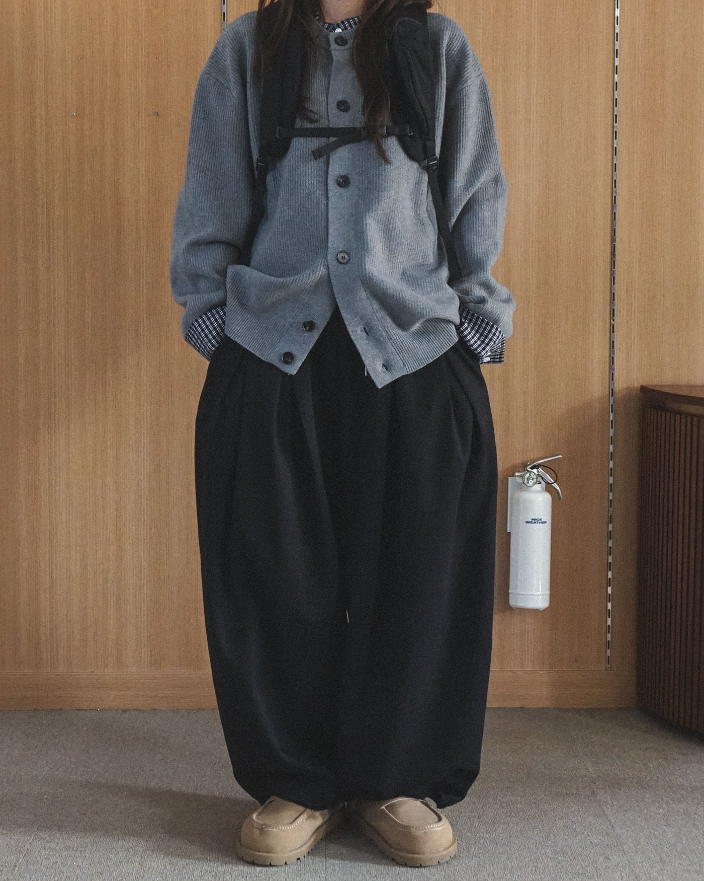 GRAIN CHECK LAYERED CARDIGAN - 페이드룸