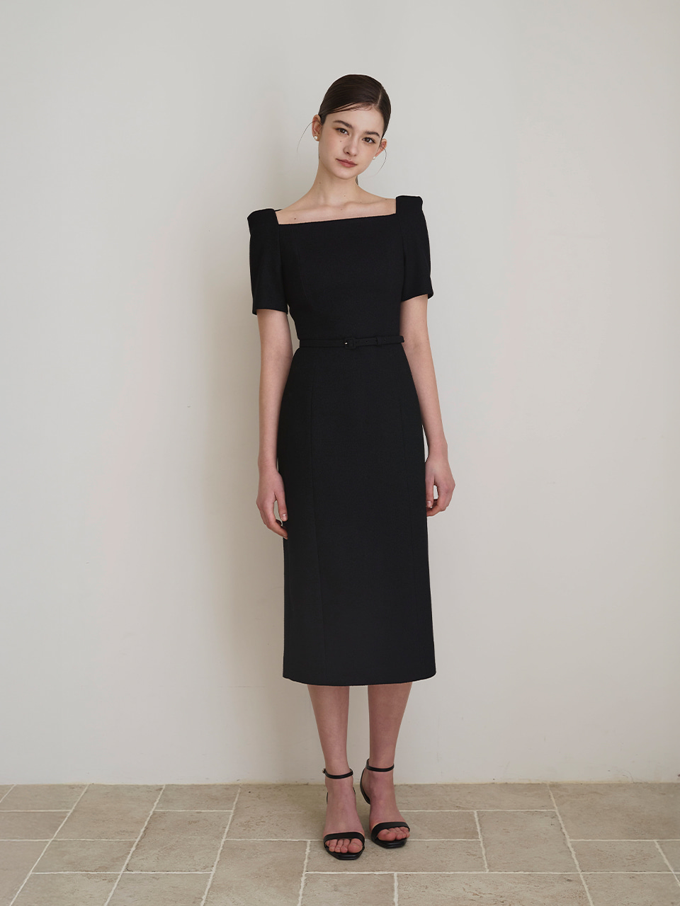 VICTORIA square neck h-line dress_black - 르니나