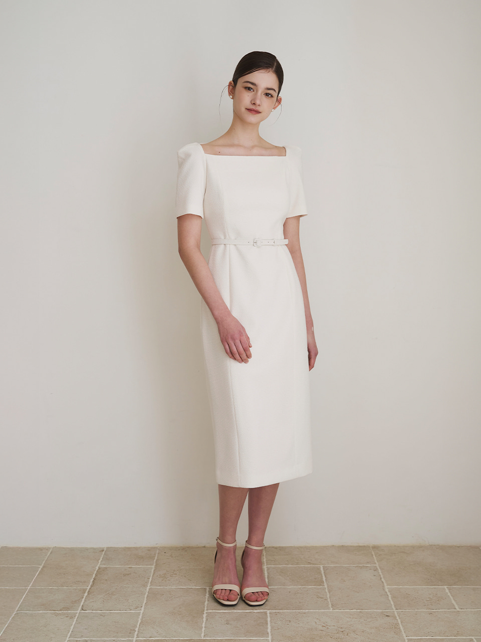 르니나 | VICTORIA square neck h-line dress_ivory