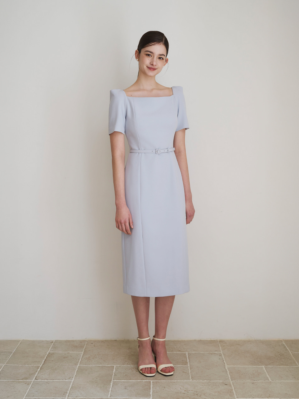 VICTORIA square neck h-line dress_sky blue - 르니나