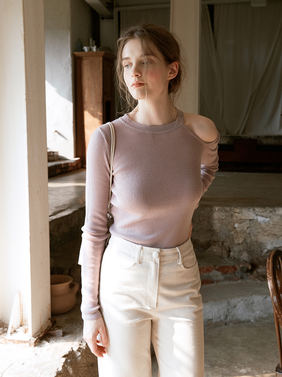 THEA cutout knit top_pink - 르니나