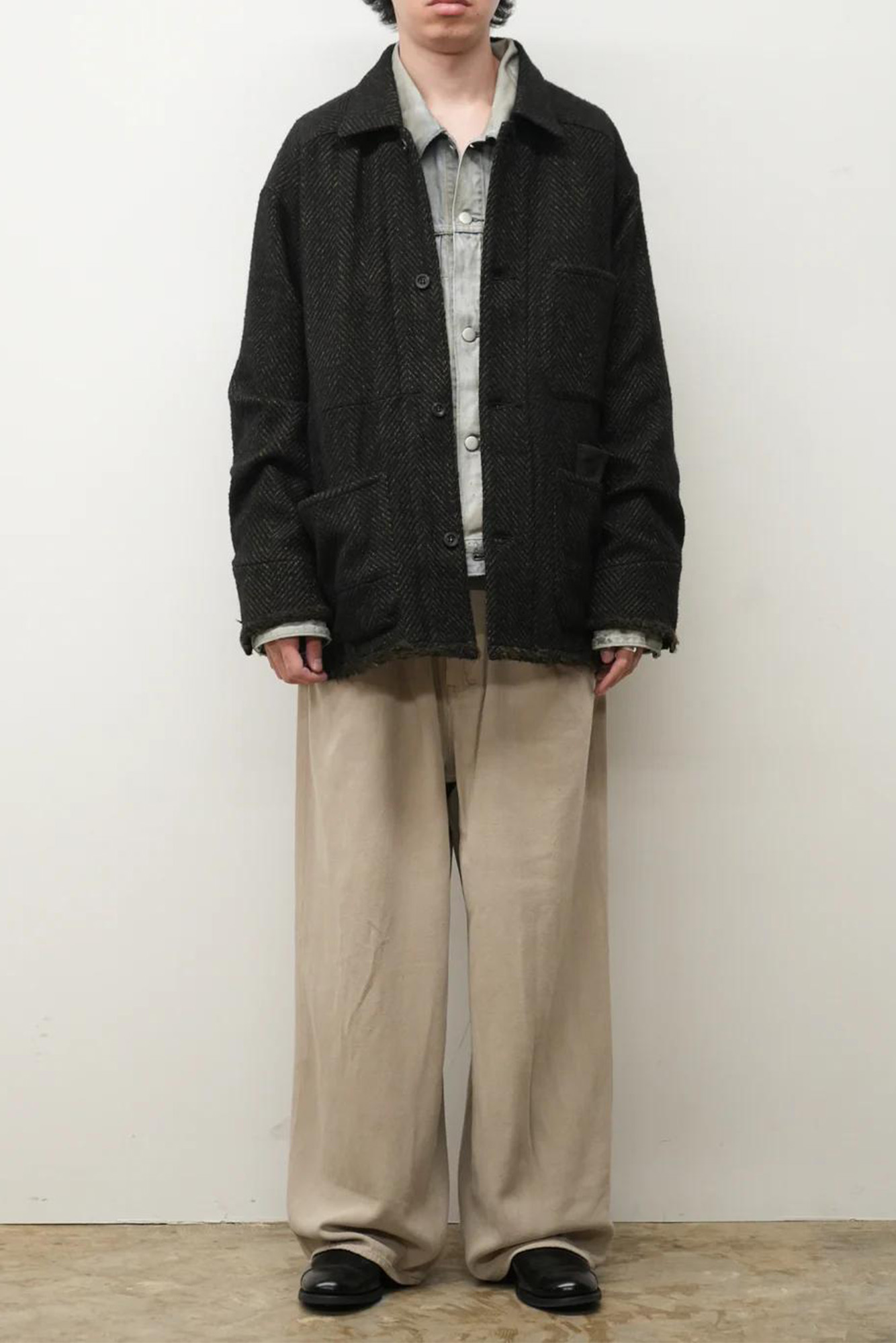 ANCELLM Damage Wool Herringbone Cover All "Brown×Black" 안셀름 데미지 울 헤링본 커버올 "브라운x블랙"NOCLAIM