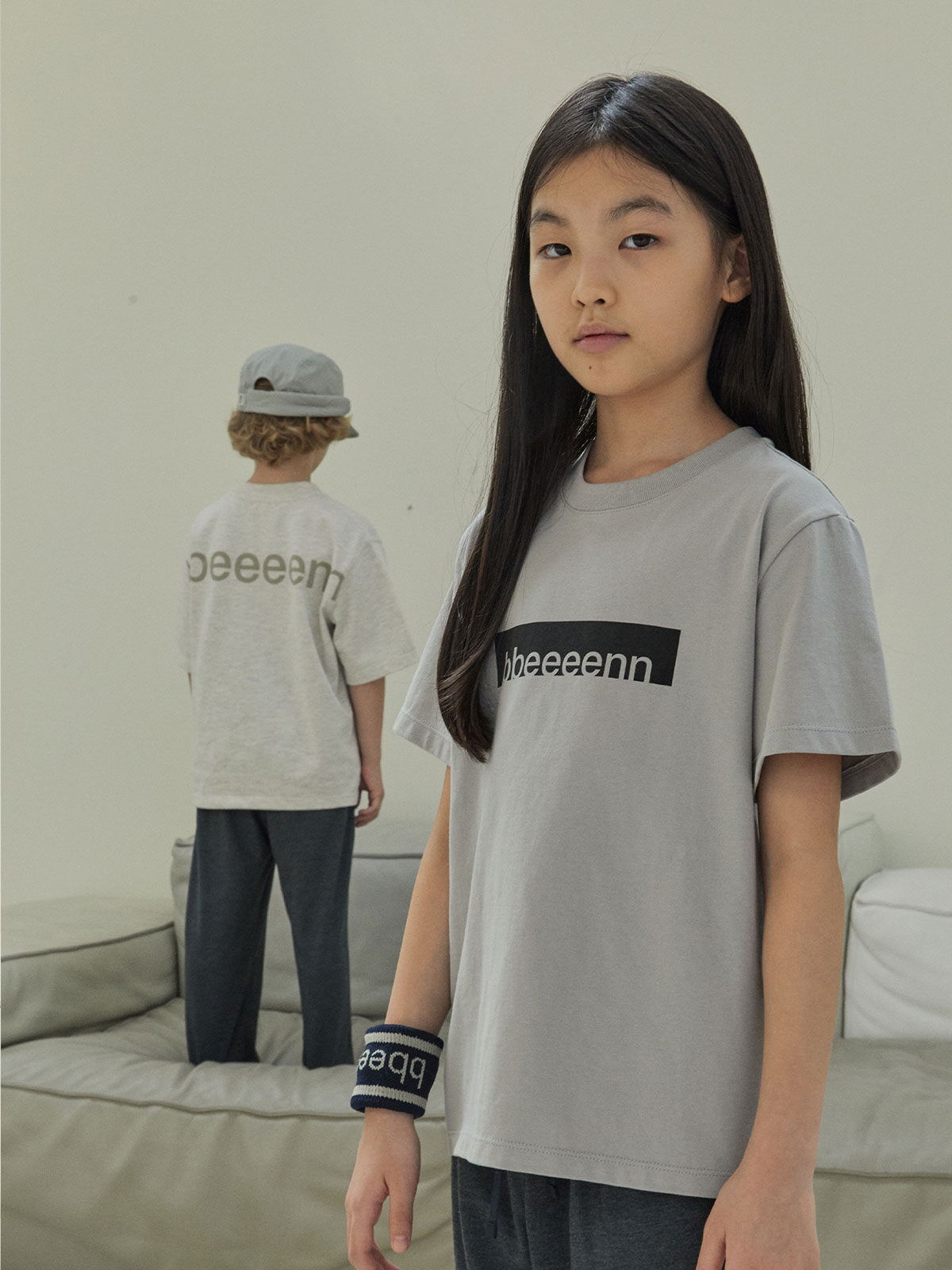 BEN) Box Logo Half T, Light Gray | 베네베네