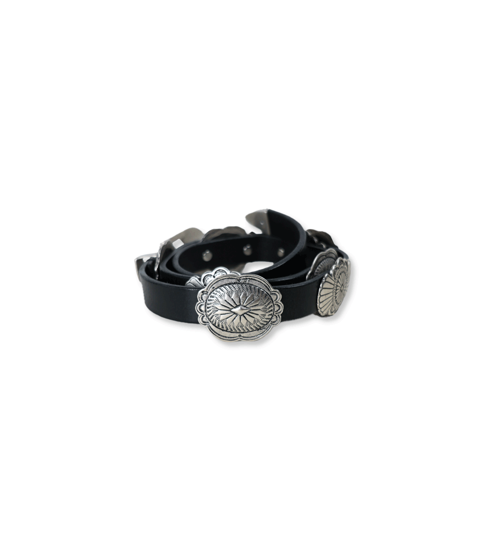 [RUST MOOD] BLT0014 STUDDED LEATHER BELT ‘BLACK’ - RINOSTORE