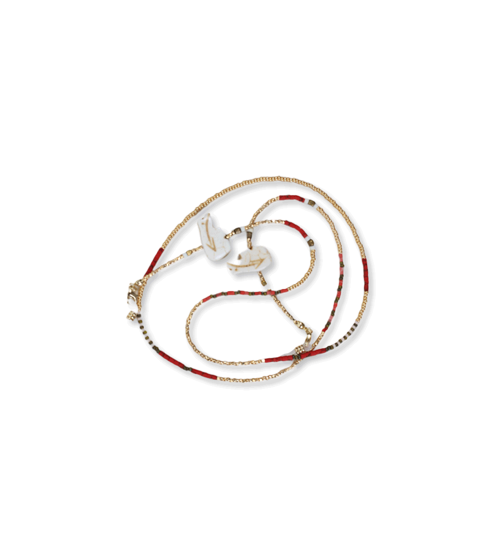 [KAPITAL]BEADS GLASSES CHAIN (WHITE BEAR)'WHITE' - RINOSTORE