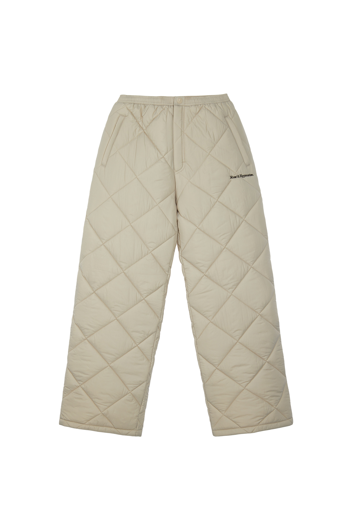 QUILTED PADDING PANTS - BEIGE - rest and recreation