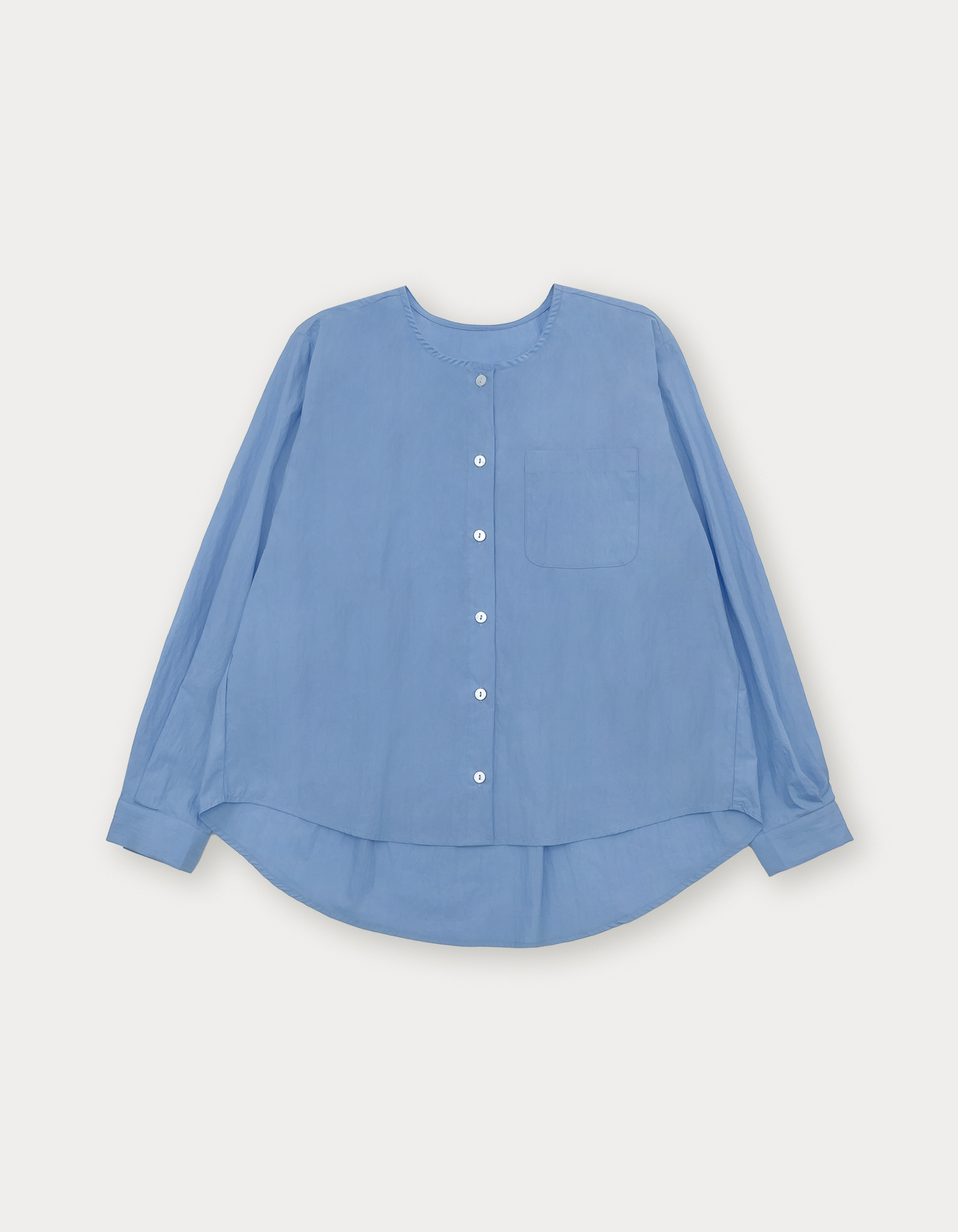 Shell Button Round Shirt - Blue - SOMEWHERE BUTTER.