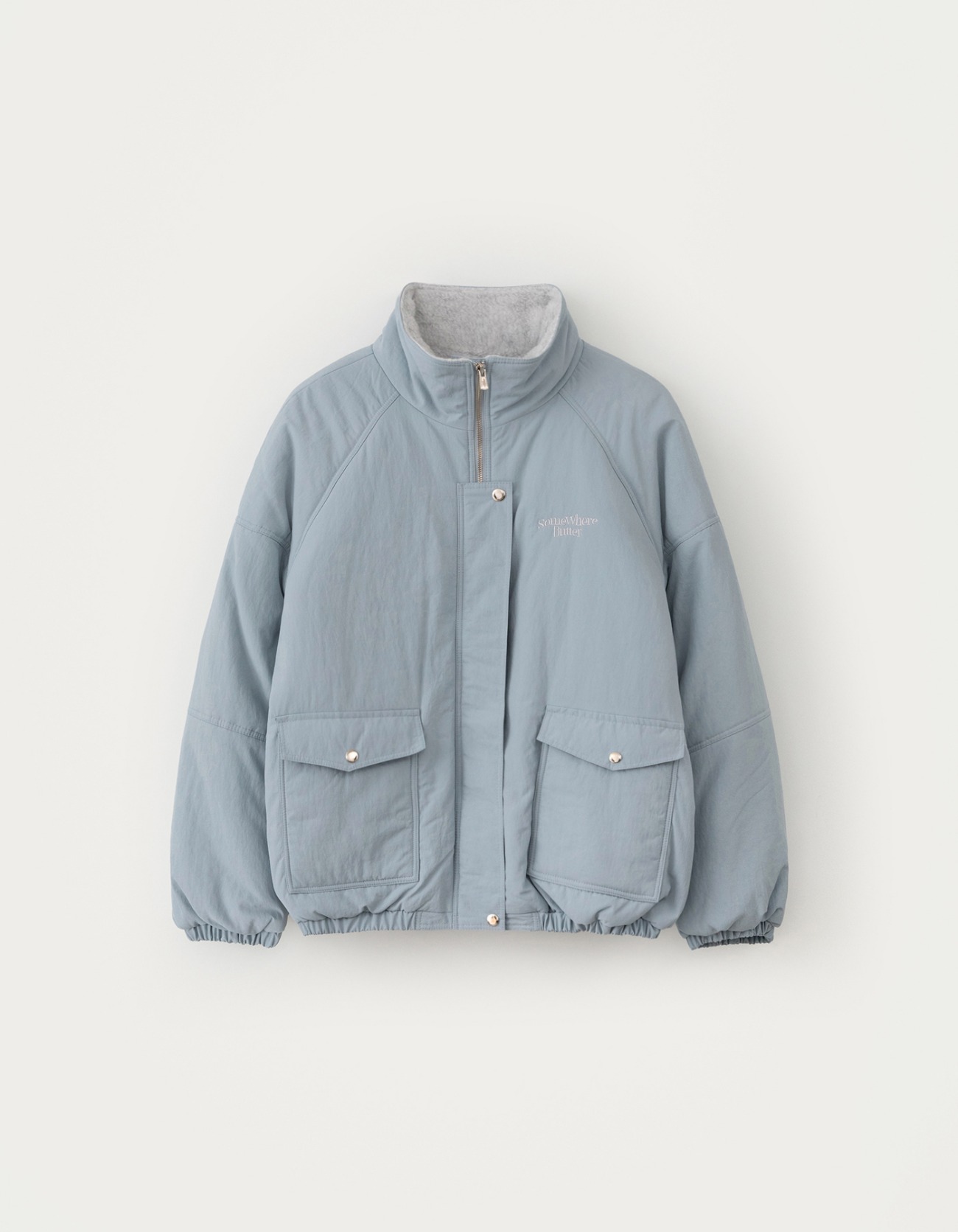 Fleece Over-Fit Padding Jumper - Light Blue - SOMEWHERE BUTTER.