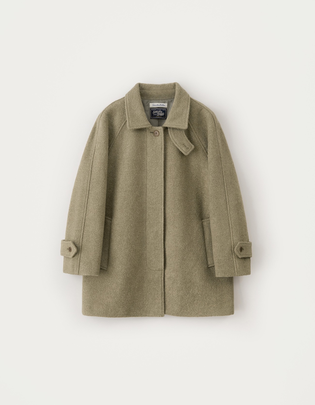 Boucle Wool Half Coat - Vintage Khaki - SOMEWHERE BUTTER.