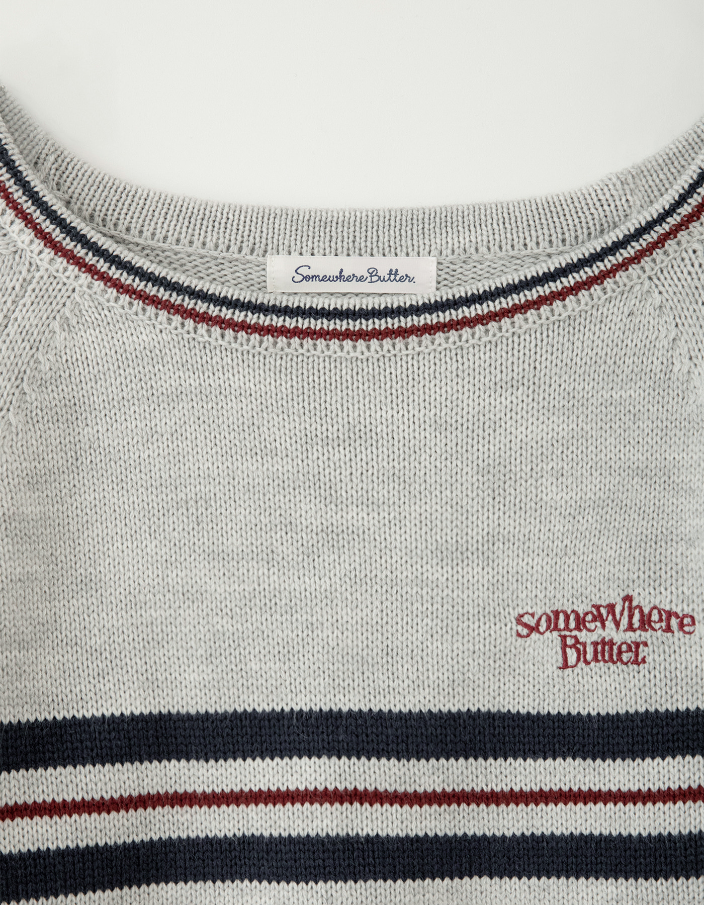 [Release] 12.10 출고 Line Small Logo Stripe Knit - Light Grey - SOMEWHERE ...