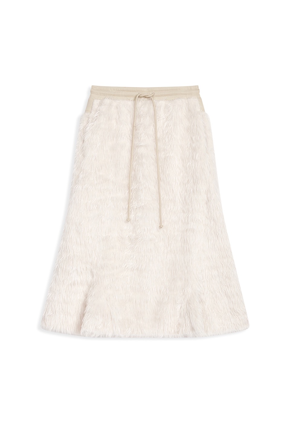 SHAGGY FUR TRACK SKIRT, CREAM