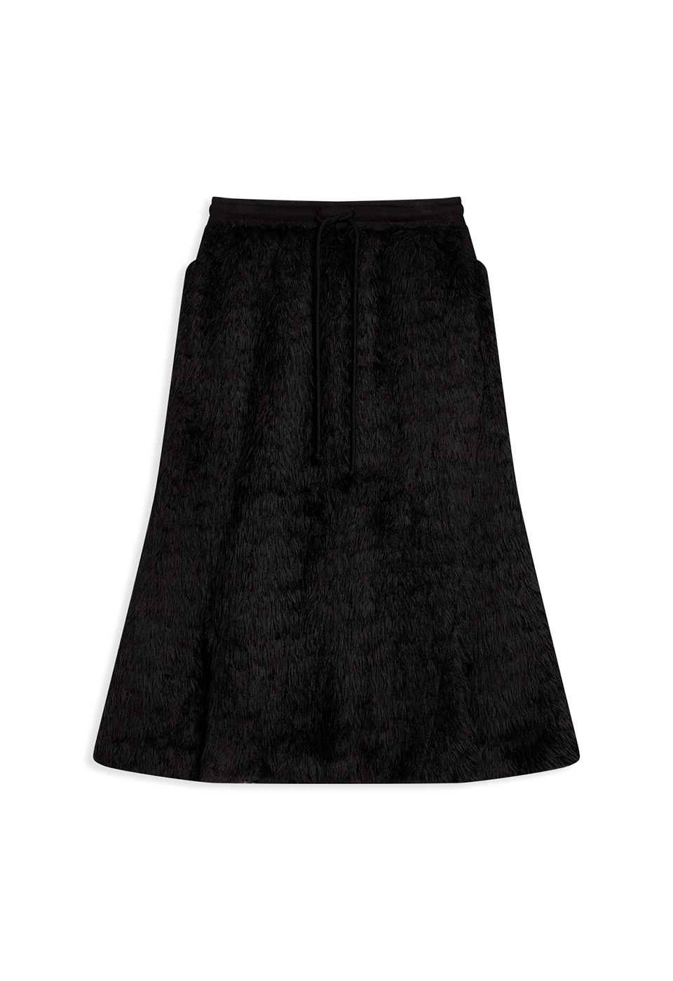SHAGGY FUR TRACK SKIRT, BLACK