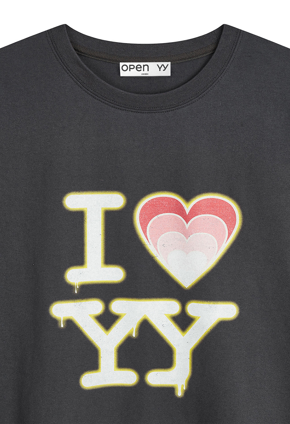 I LOVE YY BOX TEE, CHARCOAL